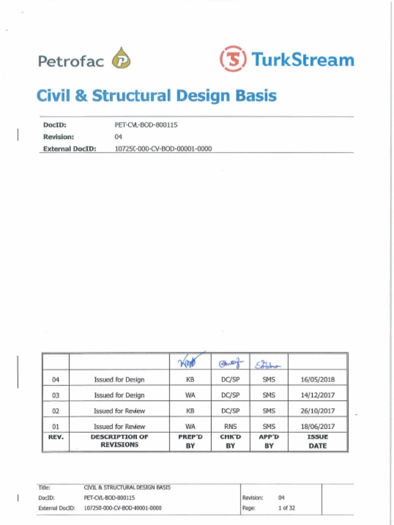 PET-CVL-BOD-800115-04 - Civil & Structural Design Basis | PDF | Specification (Technical ...