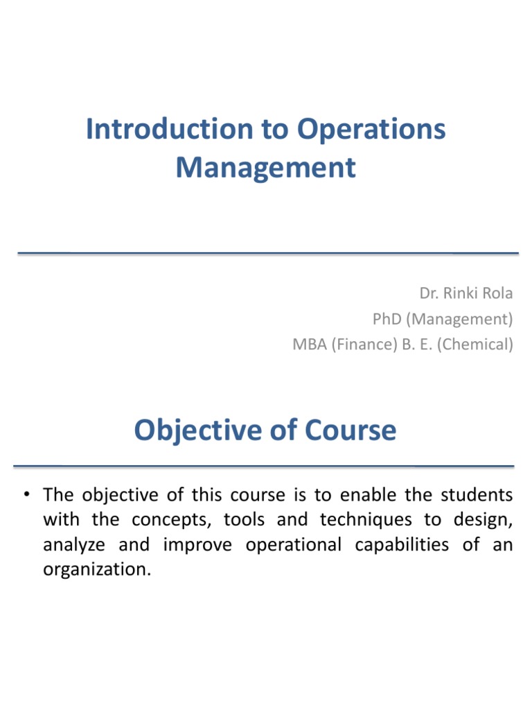 Introduction To OM | PDF | Operations Management | Goods