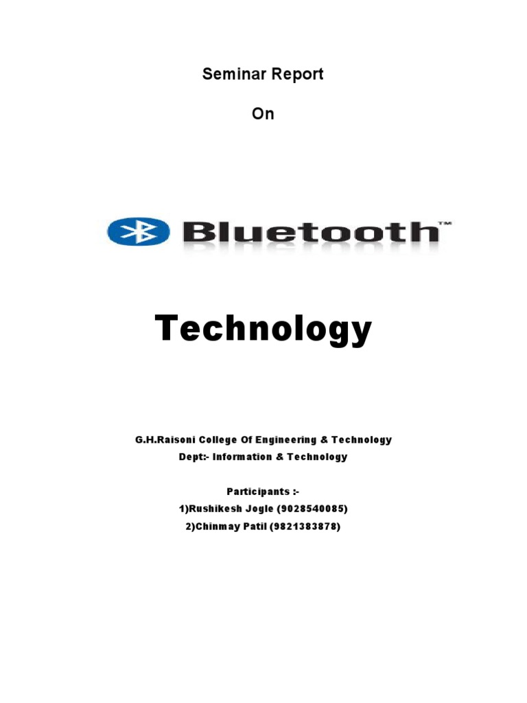 Bluetooth Technology Seminar Report Pdf Pdf Bluetooth Error