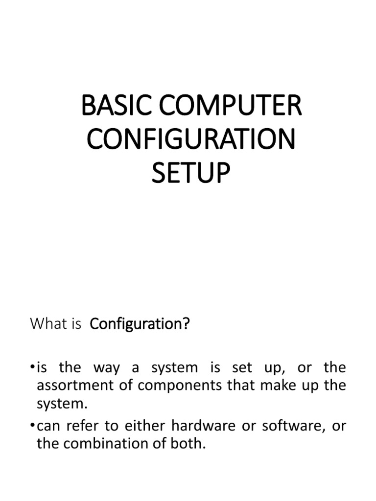 1 - Basic Computer Configuration Setup | PDF | Bios | Device Driver