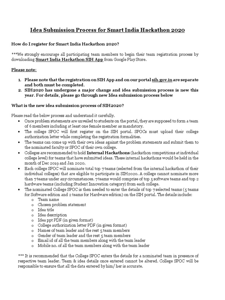 Ideasubmissionprocess SIH2020 | PDF | Mentorship | Intellectual Property