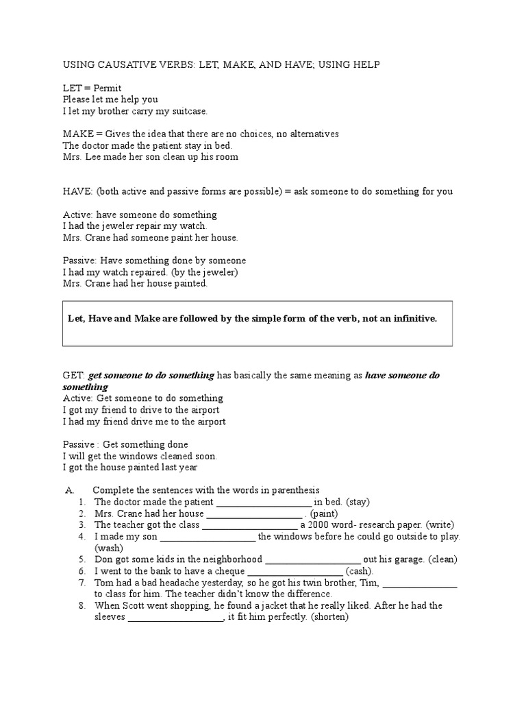Using Causative Verbs 1 | PDF