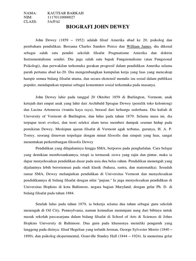 Biografi John Dewey | PDF