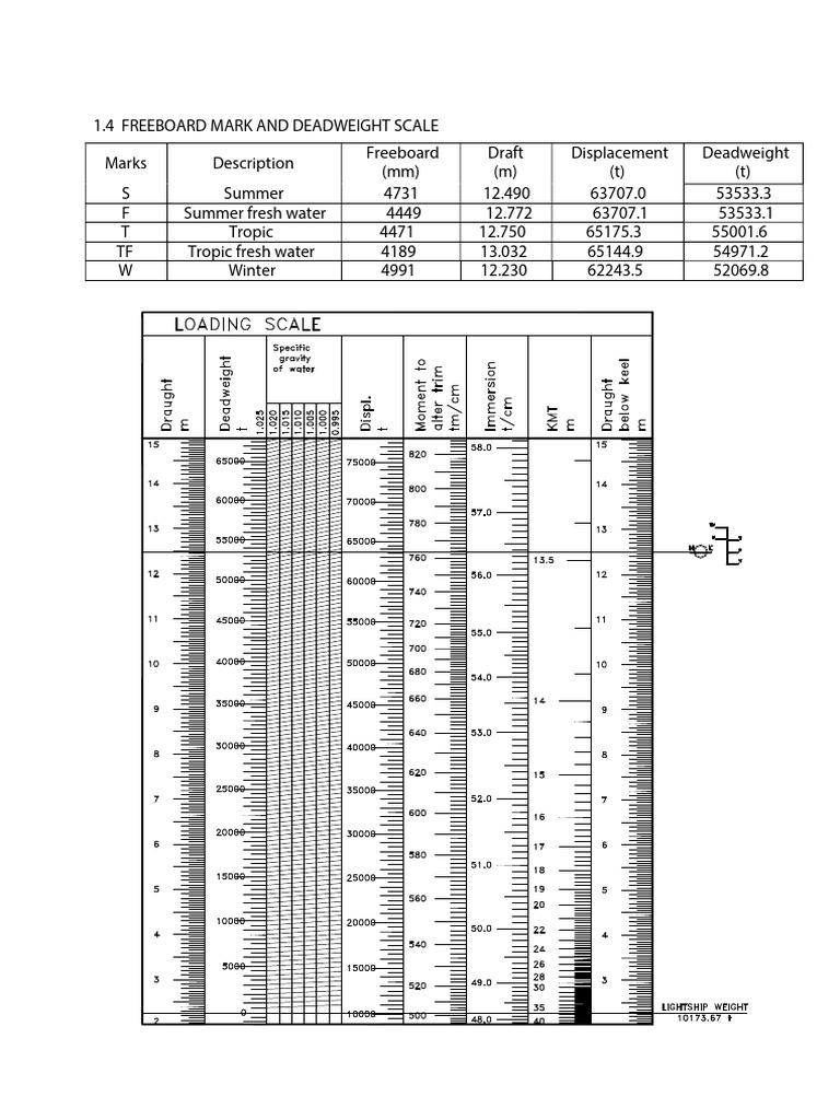 Ship Freeboard Marks and Deadweight Scale | PDF
