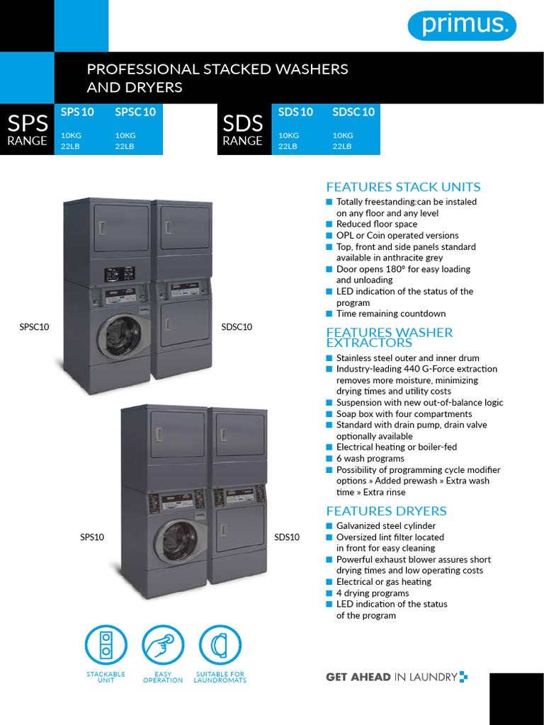 Primus SPSC10 Washer-Dryer Specs | PDF | Washing Machine | Clothes Dryer