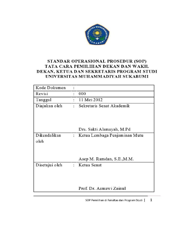 SOP Tata Cara Pemilihan Di Fakultas Dan Program Studi PDF | PDF