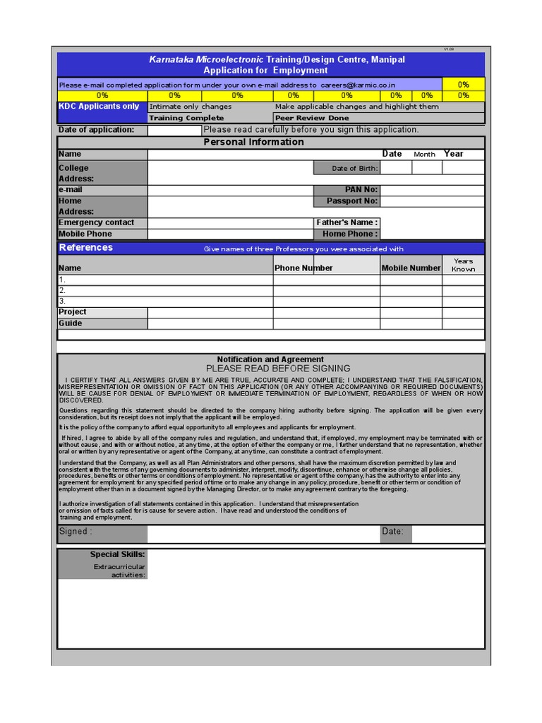 Application Form Template Excel | PDF | Employment | Government Information