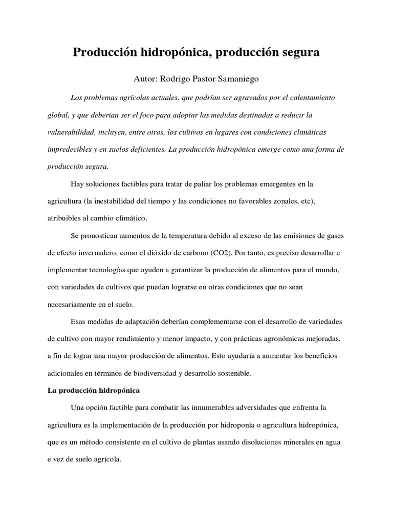 Ventajas y Desventajas Del Cultivo Hidropónico PDF | PDF | Hidroponia | Agricultura