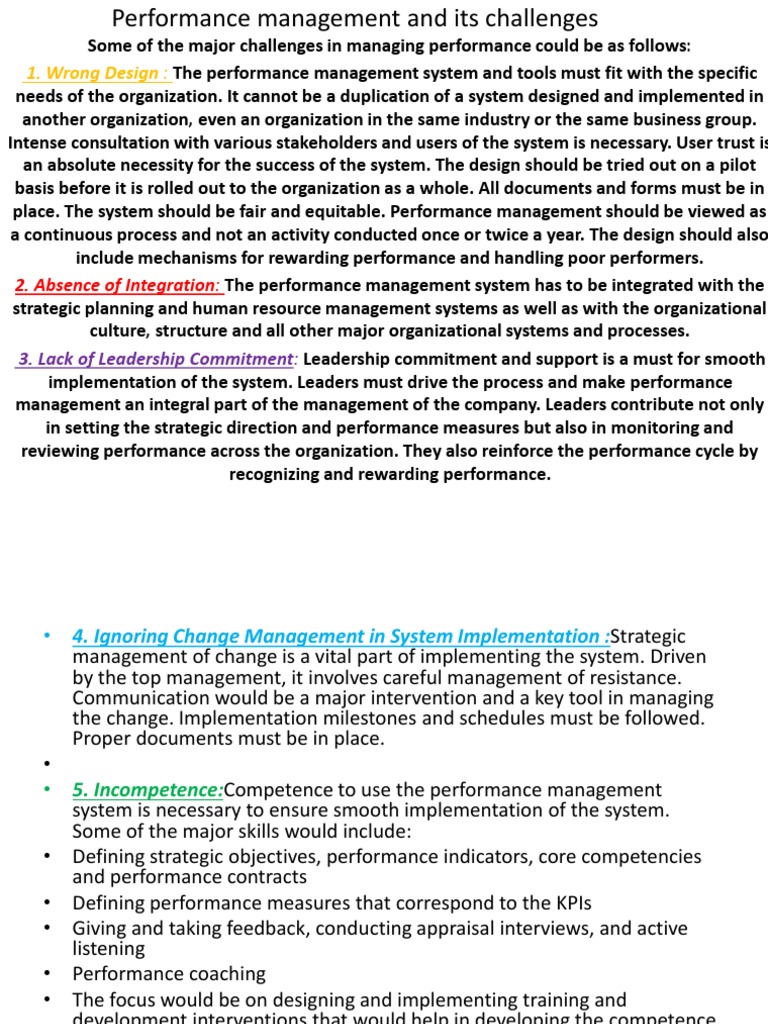 Key Challenges and Principles of Effective Performance Management | PDF ...