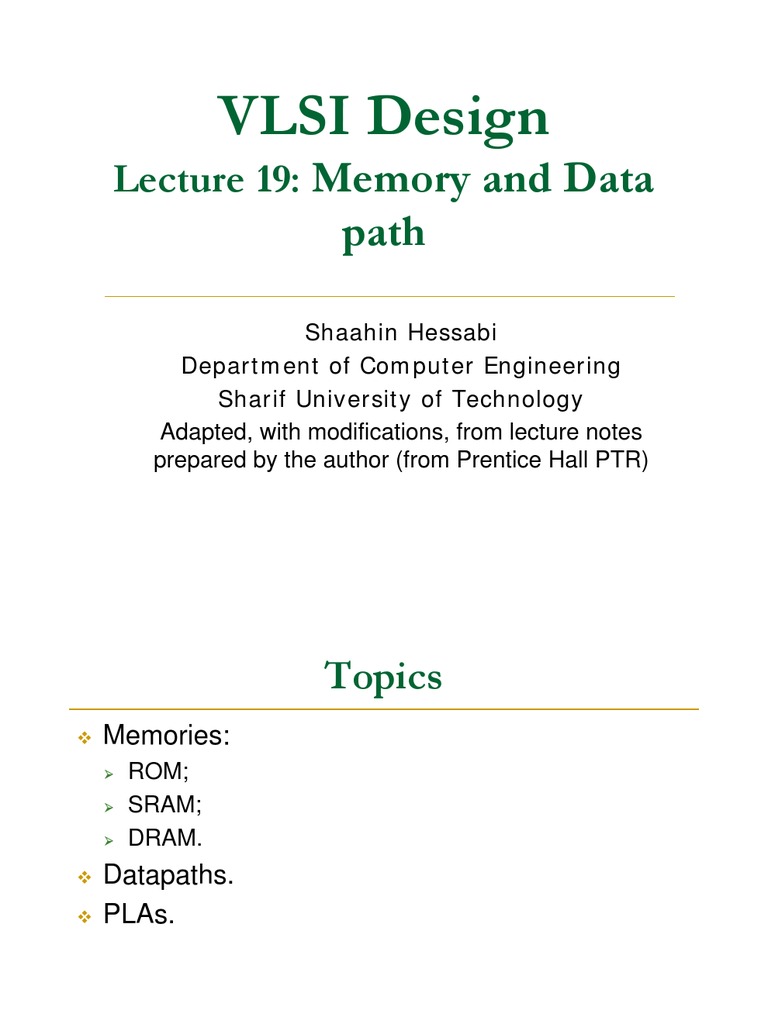 VLSI Design: Memory and Data Path | PDF | Dynamic Random Access Memory ...
