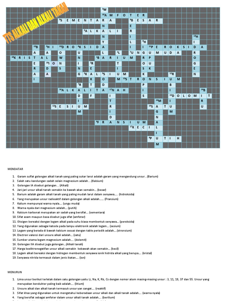 TTS Kimia Logam Alkali Alkali Tanah | PDF