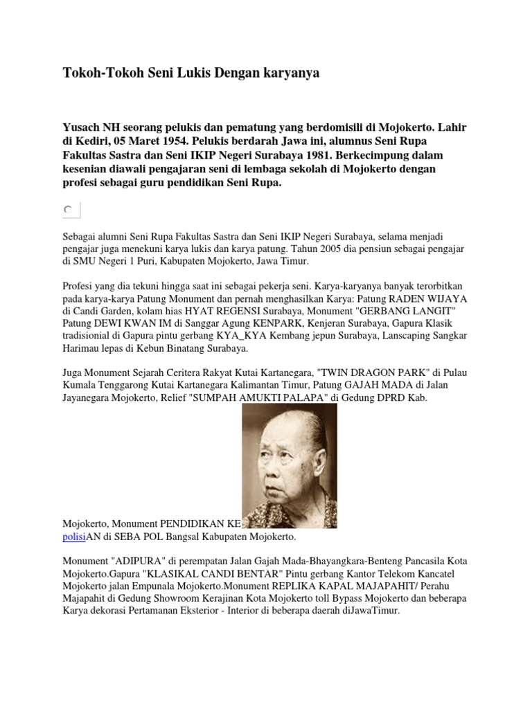 Tokoh-Tokoh Seni Lukis Indonesia dan Kontribusi Mereka | PDF
