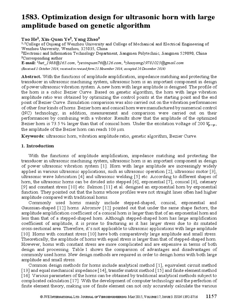 Optimization Design For Ultrasonic Horn With Large Amplitude Based On ...