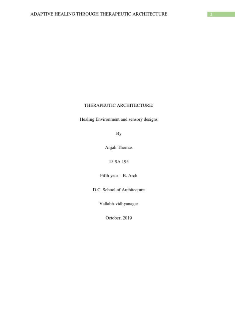 Adaptive Healing Through Therapeutic Architecture: Designing an ...