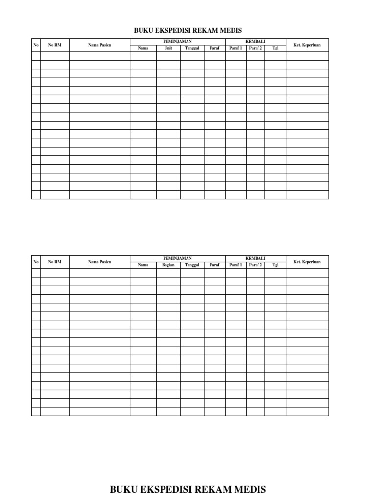 Buku Ekspedisi Rekam Medis | PDF