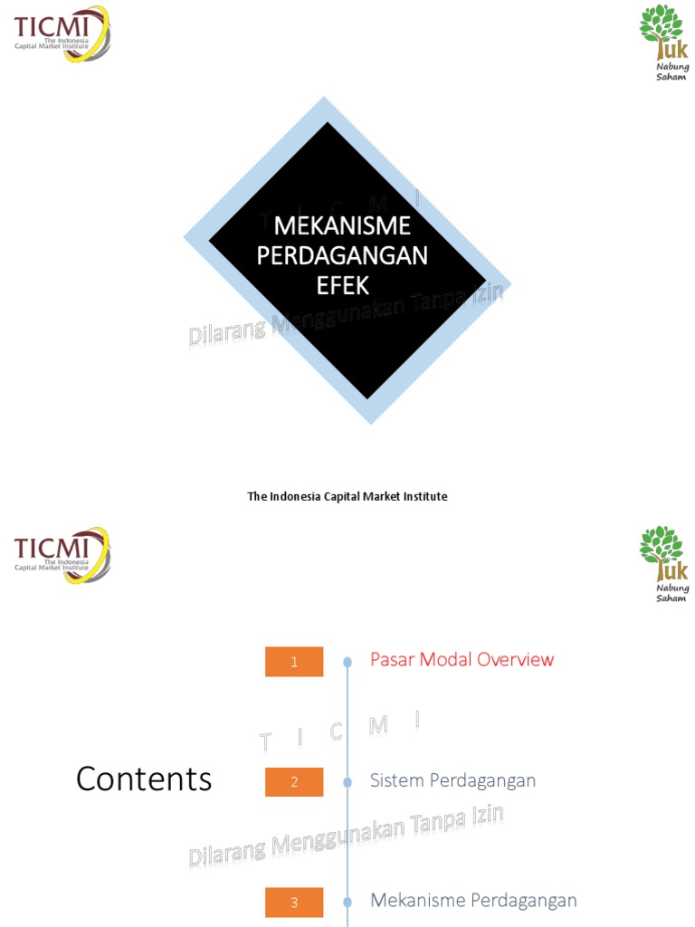 2 - TICMI-MPE-Mekanisme Perdagangan Efek Merged 13012018 PDF | PDF | Market (Economics) | Business