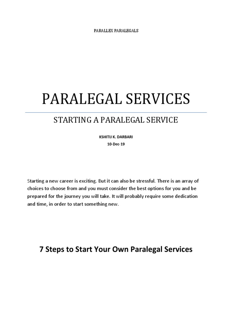 Starting Paralegal Service | PDF | Paralegal | Taxes