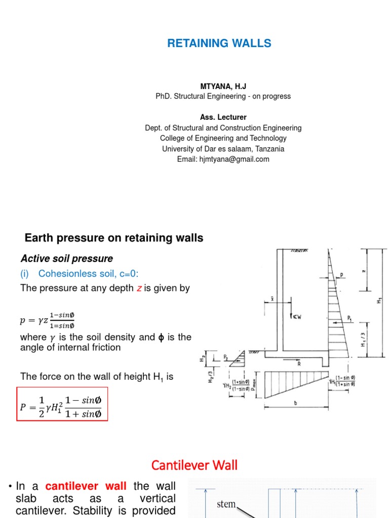 Retaining Wall Design and Calculations | PDF | Building Engineering ...