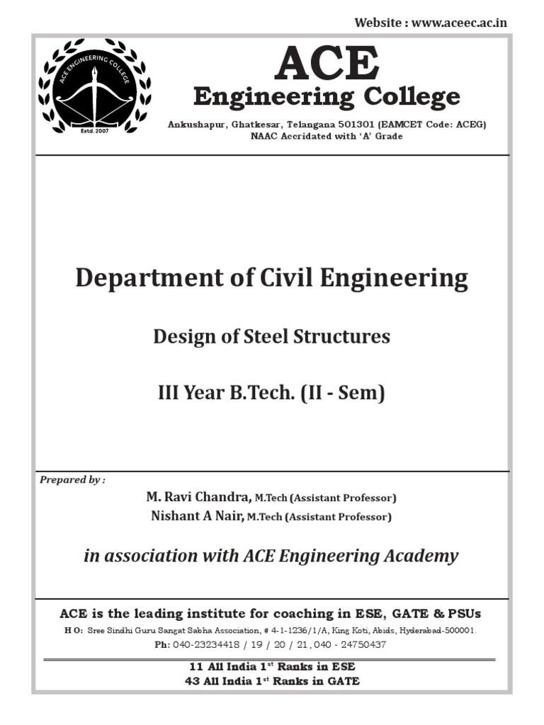 III Design of Steel Structures Unit 1 | PDF | Rivet | Strength Of Materials