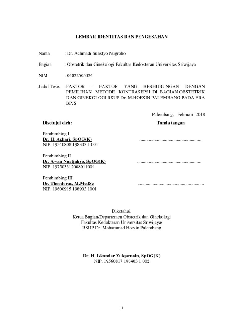Lembar Identitas Dan Pengesahan | PDF