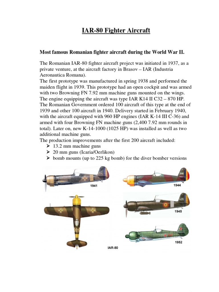 IAR-80 Fighter Aircraft | PDF