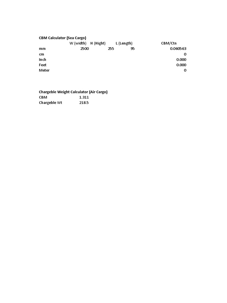 CBM Calculator | PDF