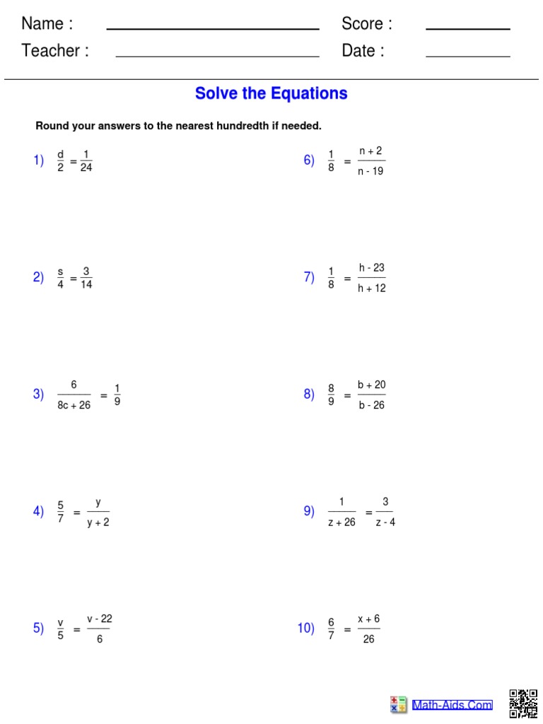 6th Grade Algebra Equation Practice | PDF | Teaching Mathematics