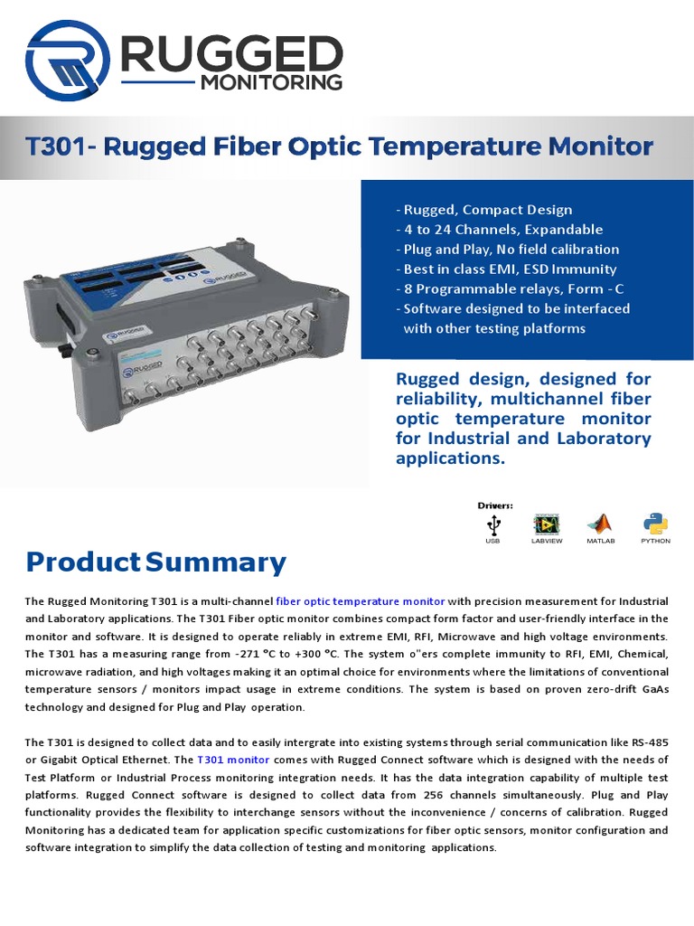 (PDF) T301 Rugged Fiber Optic Temperature Monitor For Industrial and ...