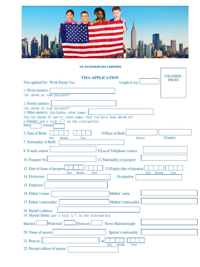 US Visa Permit Application Form | PDF | Passport | Travel Visa