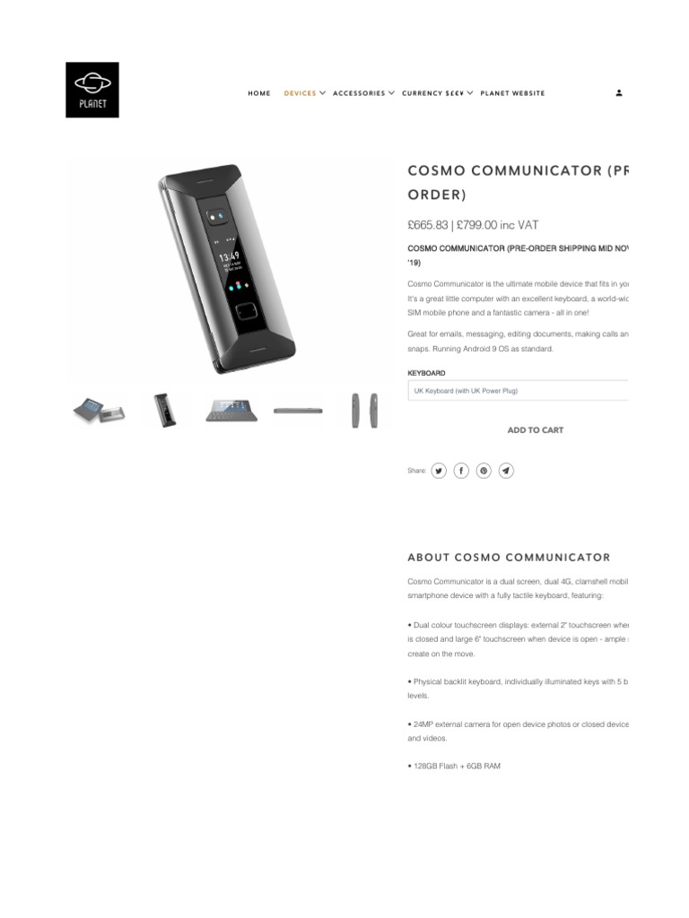 Cosmo Communicator PDF | PDF | Computer Keyboard | Mobile Phones
