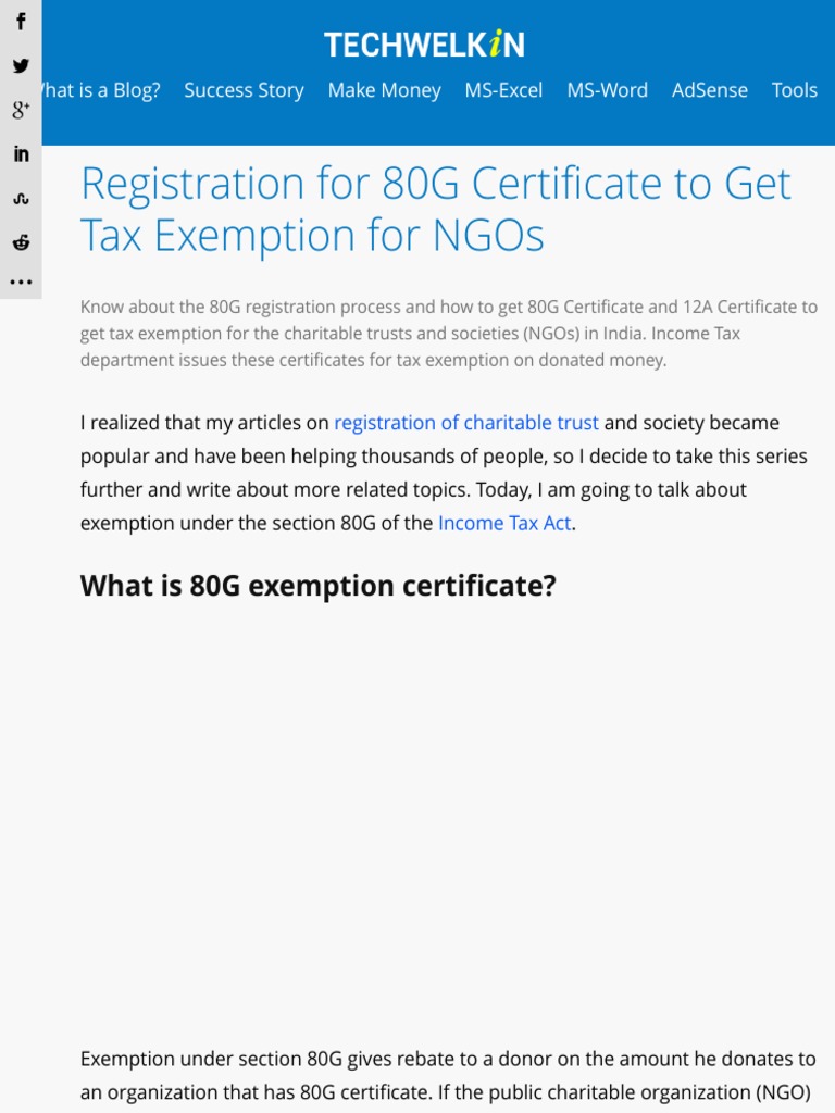 80G CertificateTax Exemption | PDF | Charitable Organization | Non ...