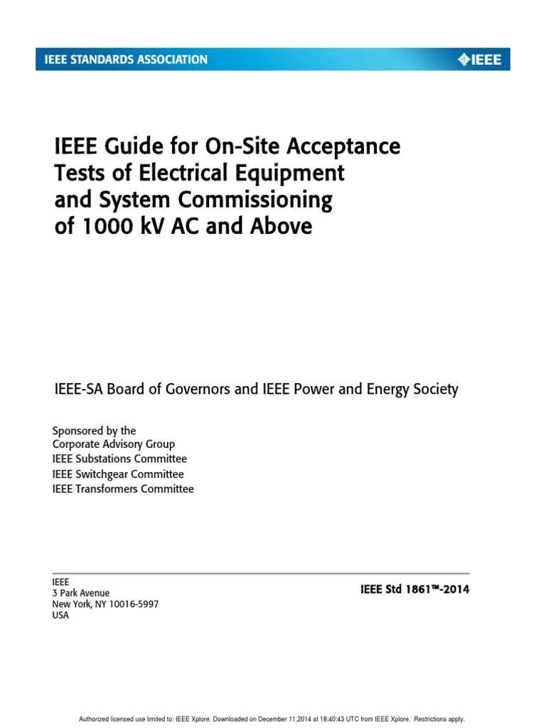 Ieee Guide For Onsite Acceptance Tests of Electrical Equipment A | PDF ...