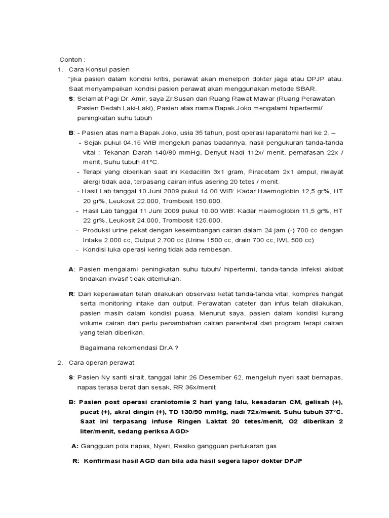 Contoh - Sbar Dan - Soap | PDF