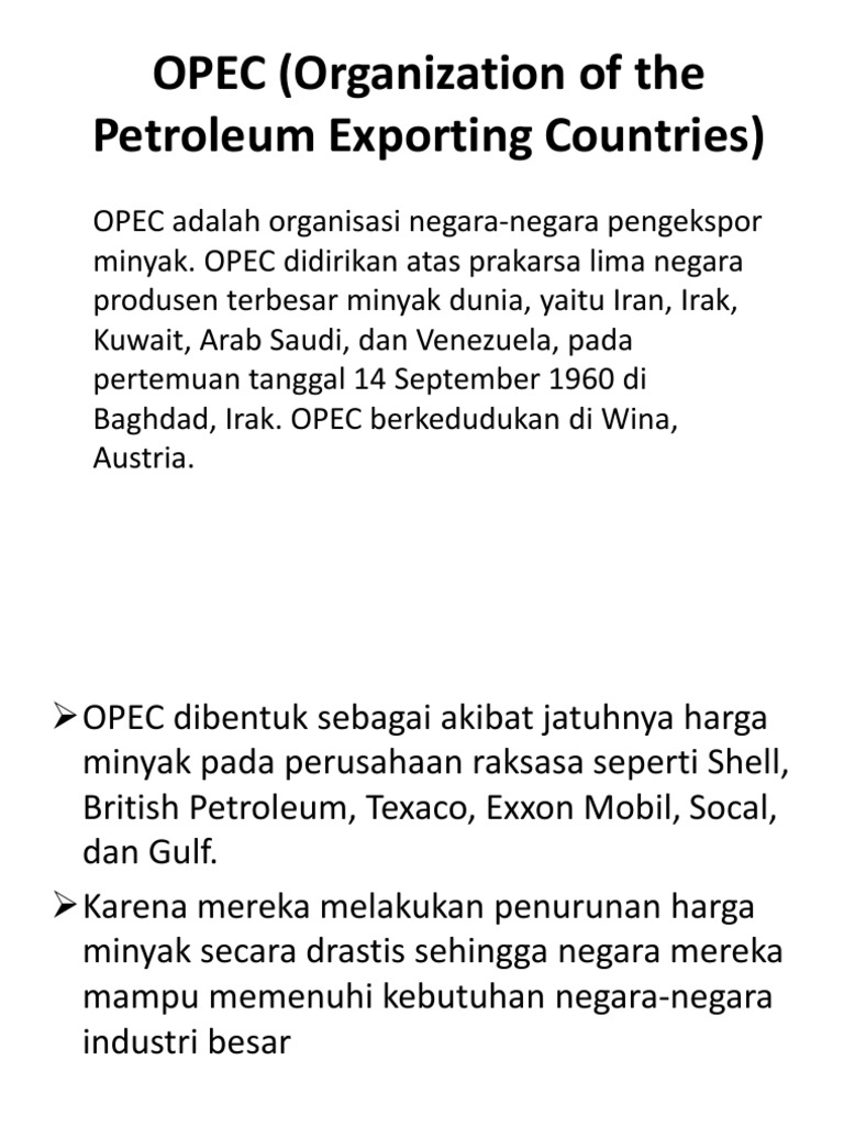 THE HISTORY AND ROLE OF OPEC | PDF