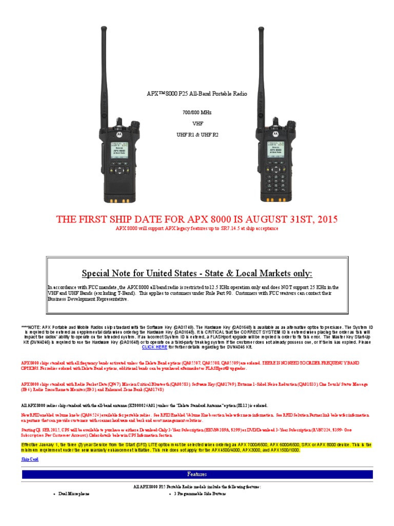 Apx8000 Ecat Page | PDF | Radio | Wireless