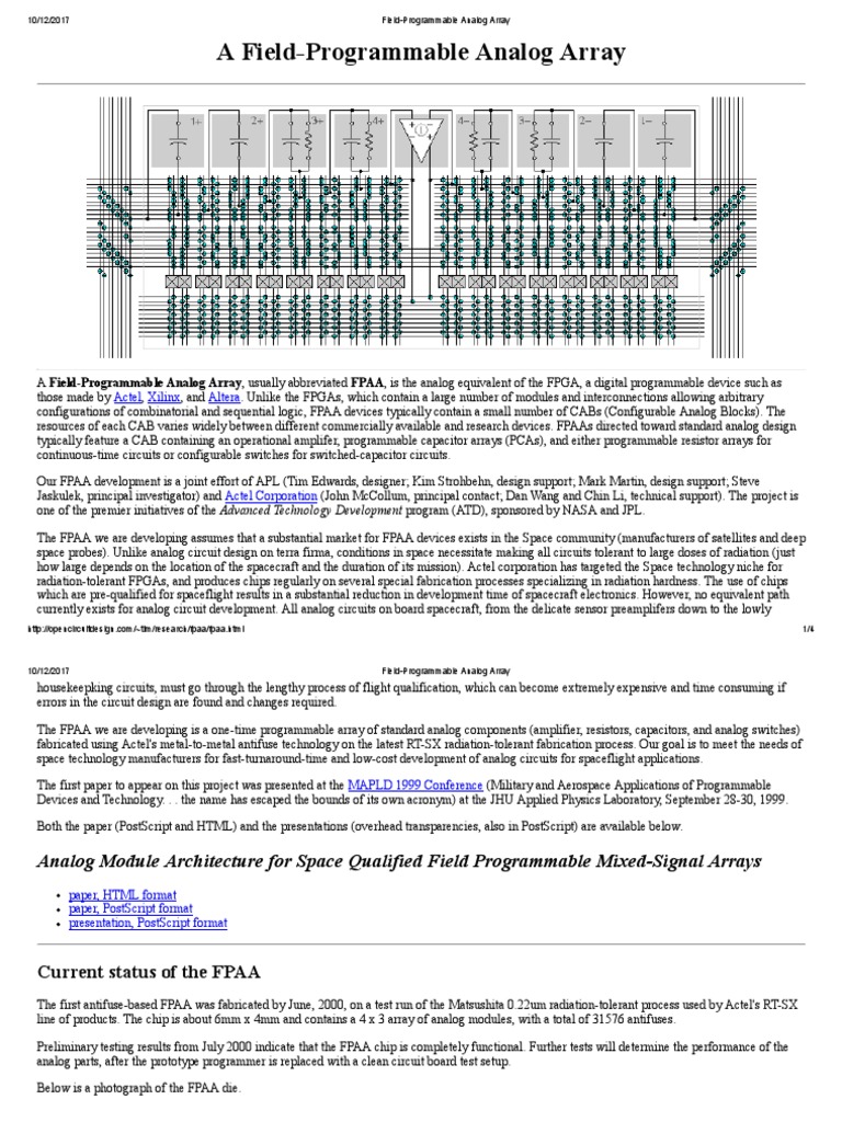 Field Programmable Analog Array Pdf Field Programmable Gate Array Integrated Circuit