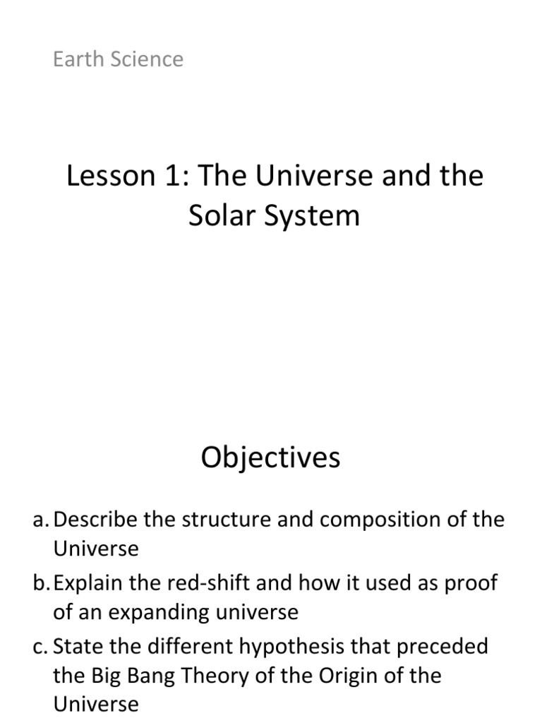 Earth Science Lesson on Universe Structure and Origins | PDF | Big Bang ...