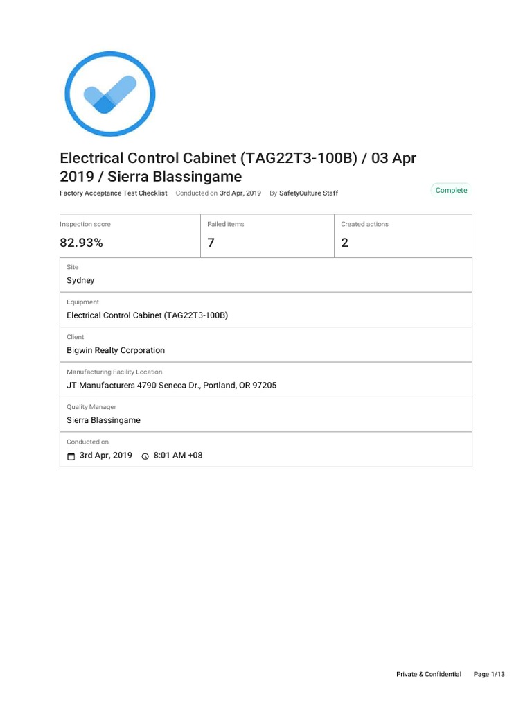 Factory Acceptance Test New Sample Report | PDF | Personal Protective ...