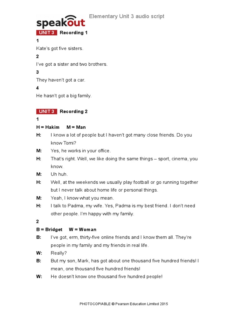 SO - E - U3 - Audio - Scripts Englis 3 Audio | PDF