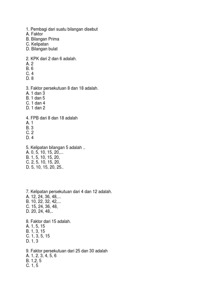 Latihan Soal KPK Dan FPB | PDF