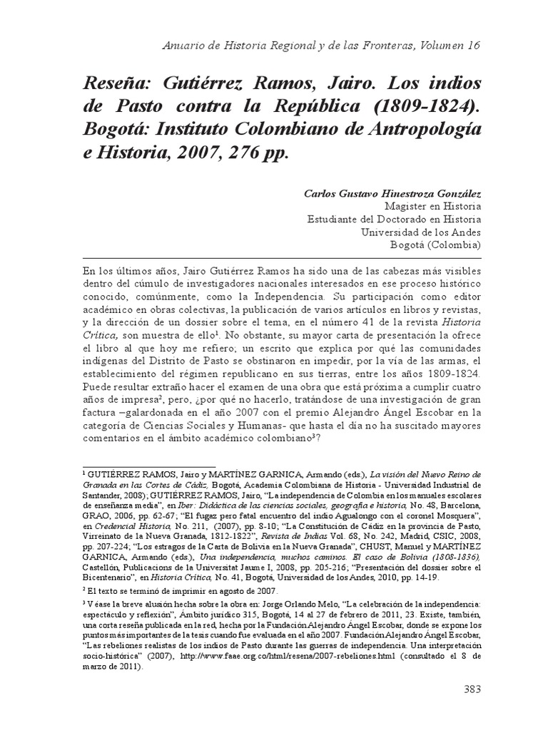 Jairo Gutierrez, Los Indios de Pasto 1 PDF | PDF | Imperio Inca | Bogotá