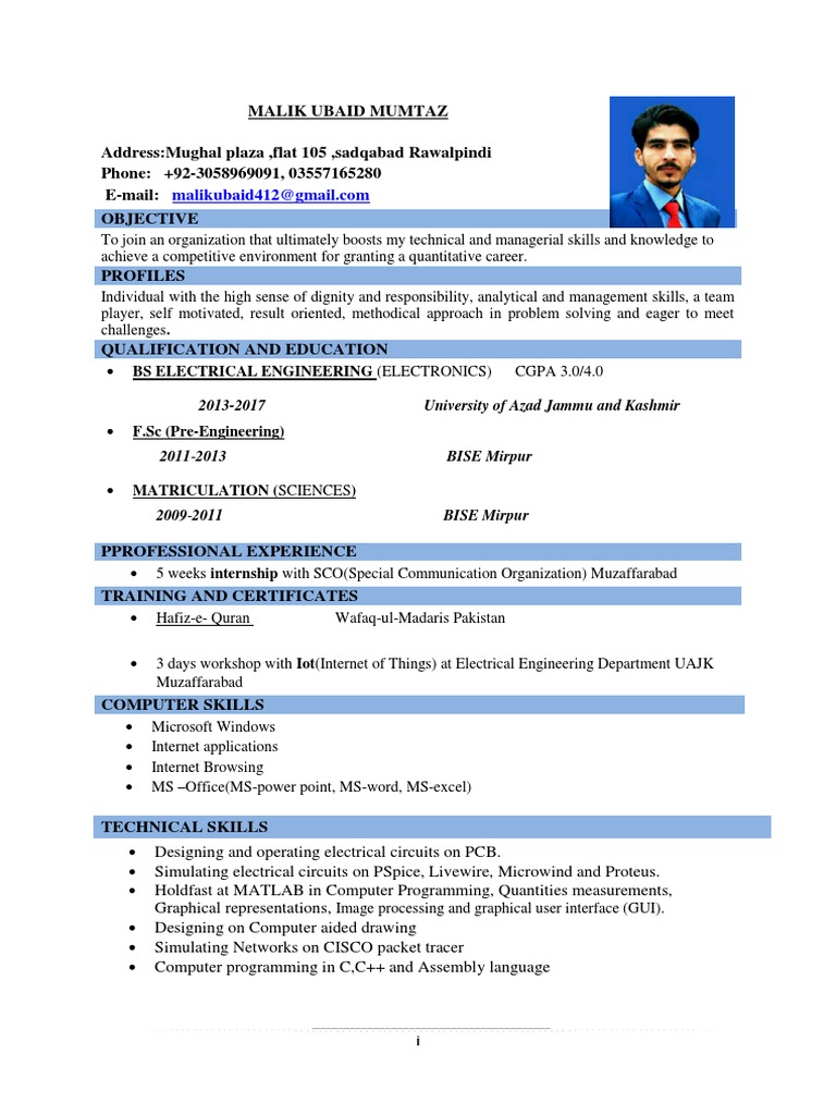 Ubaid CV-1 | PDF | Internet Of Things | Internet