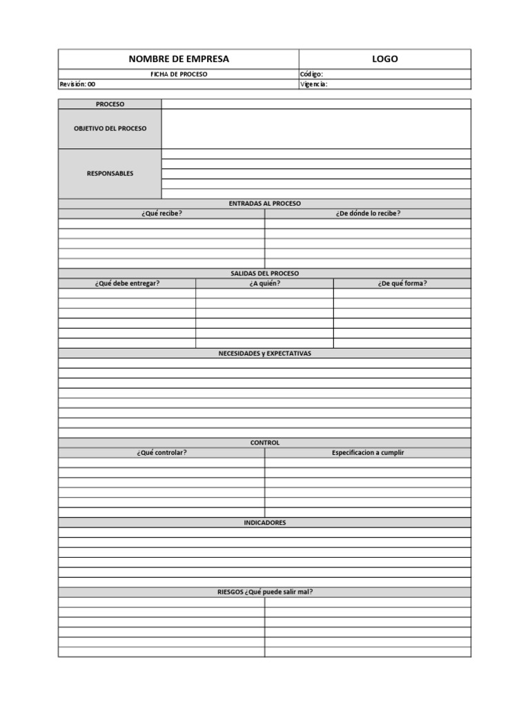 Ficha de Proceso: Ejemplo y Plantilla | PDF
