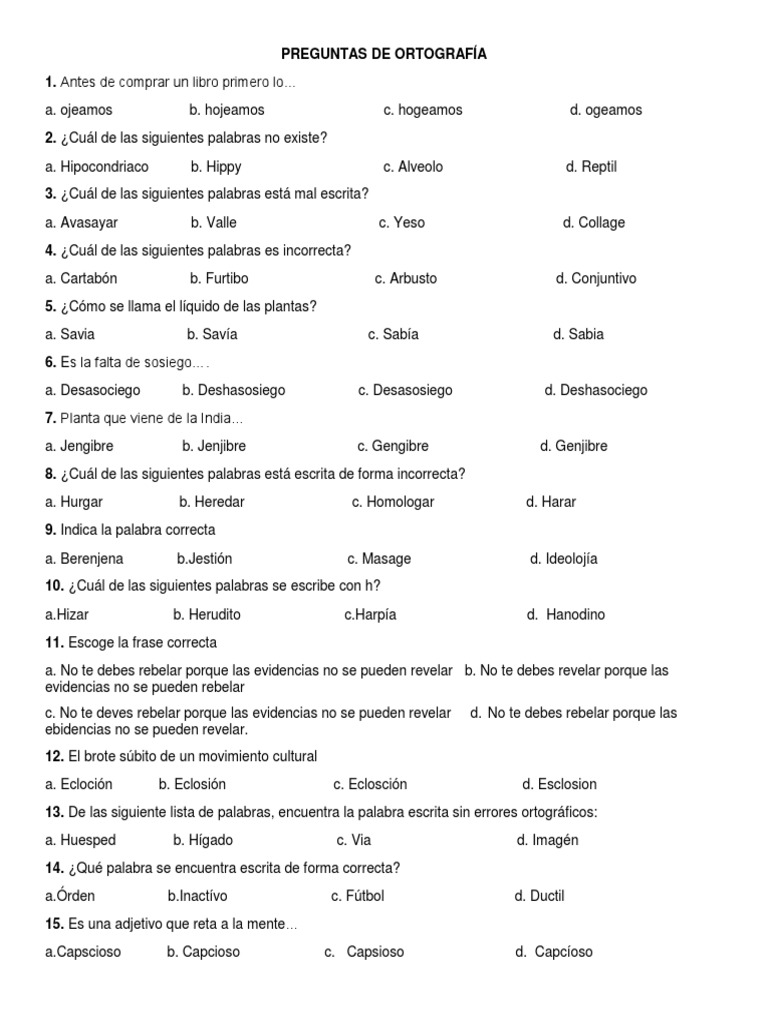 Preguntas de Ortografía | PDF