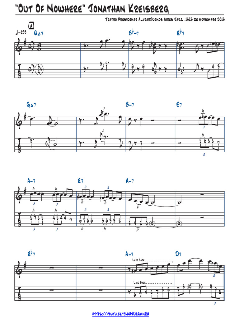 Out of Nowhere Jonathan Kreisberg Transcription With TAB | PDF