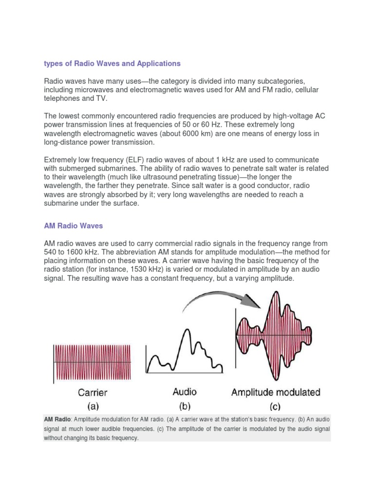 Types of Radio Waves and Uses | PDF | Transmission Line | Antenna (Radio)