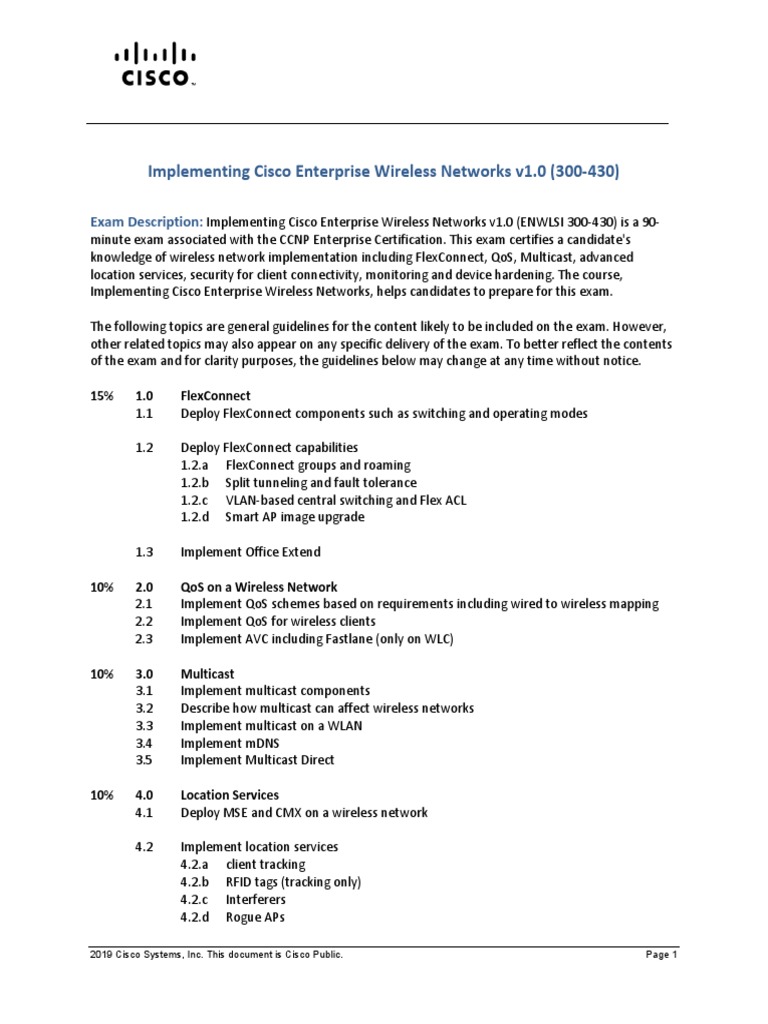 300-430-ENWLSI Implementing Cisco Enterprise Wireless Networks PDF | Download Free PDF ...