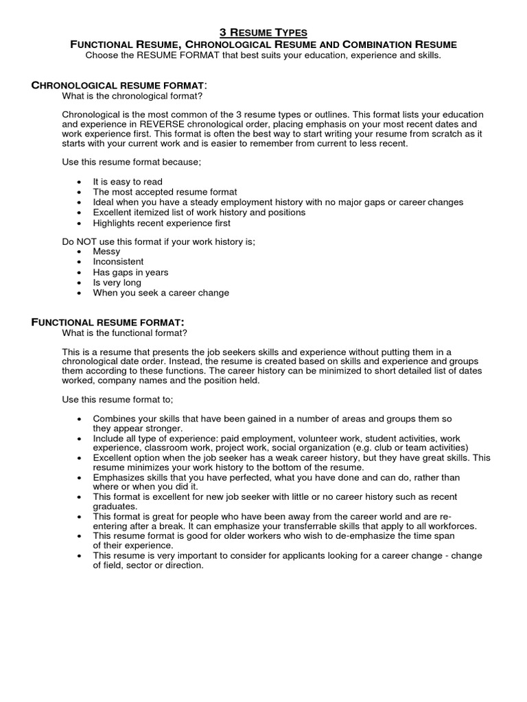 3 Resume Types | PDF | Résumé | Economies