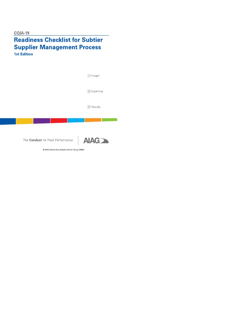 CQI-19 Supplier Management Process Readiness Checklist | PDF