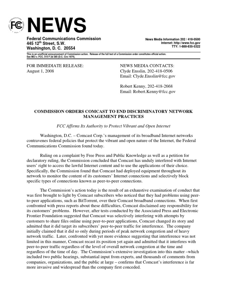 Comcast Order | PDF | Comcast | Internet